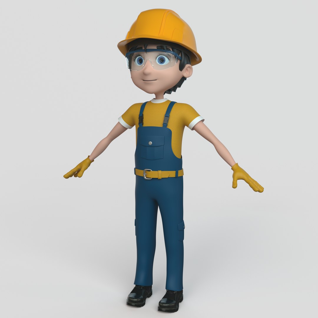 Cartoon Worker 3D Model - TurboSquid 1491824