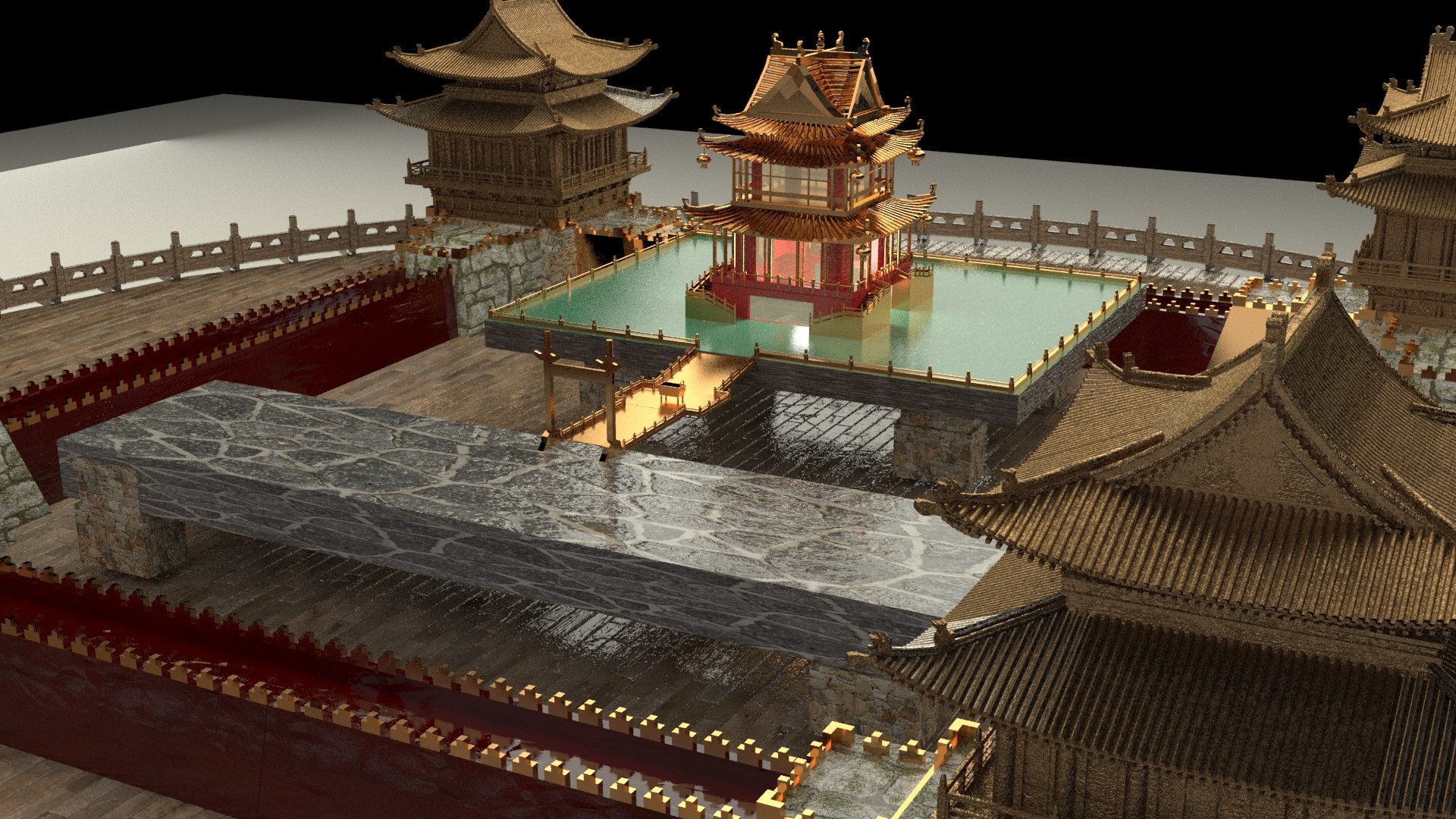 Chinese castle model - TurboSquid 1939477