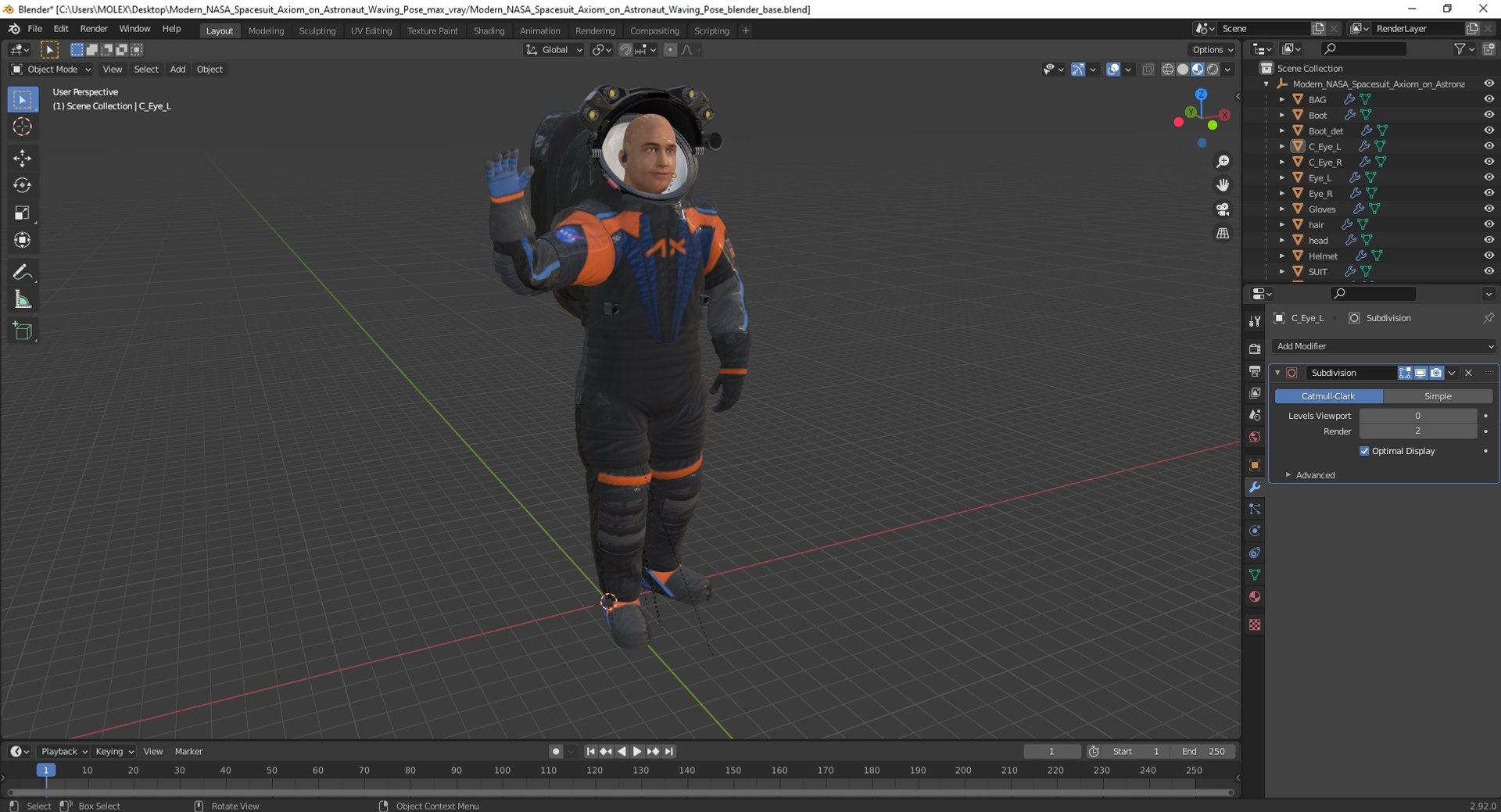 3D Modern NASA Spacesuit Axiom On Astronaut Waving Pose - TurboSquid ...