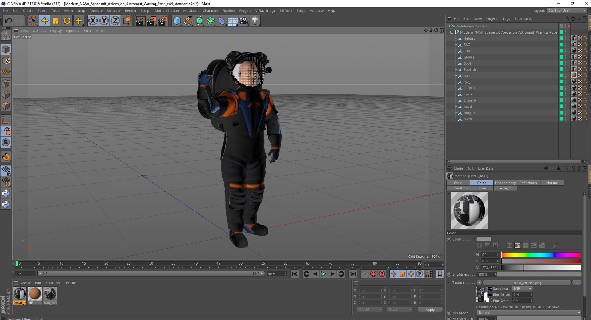 3D Modern NASA Spacesuit Axiom On Astronaut Waving Pose - TurboSquid ...