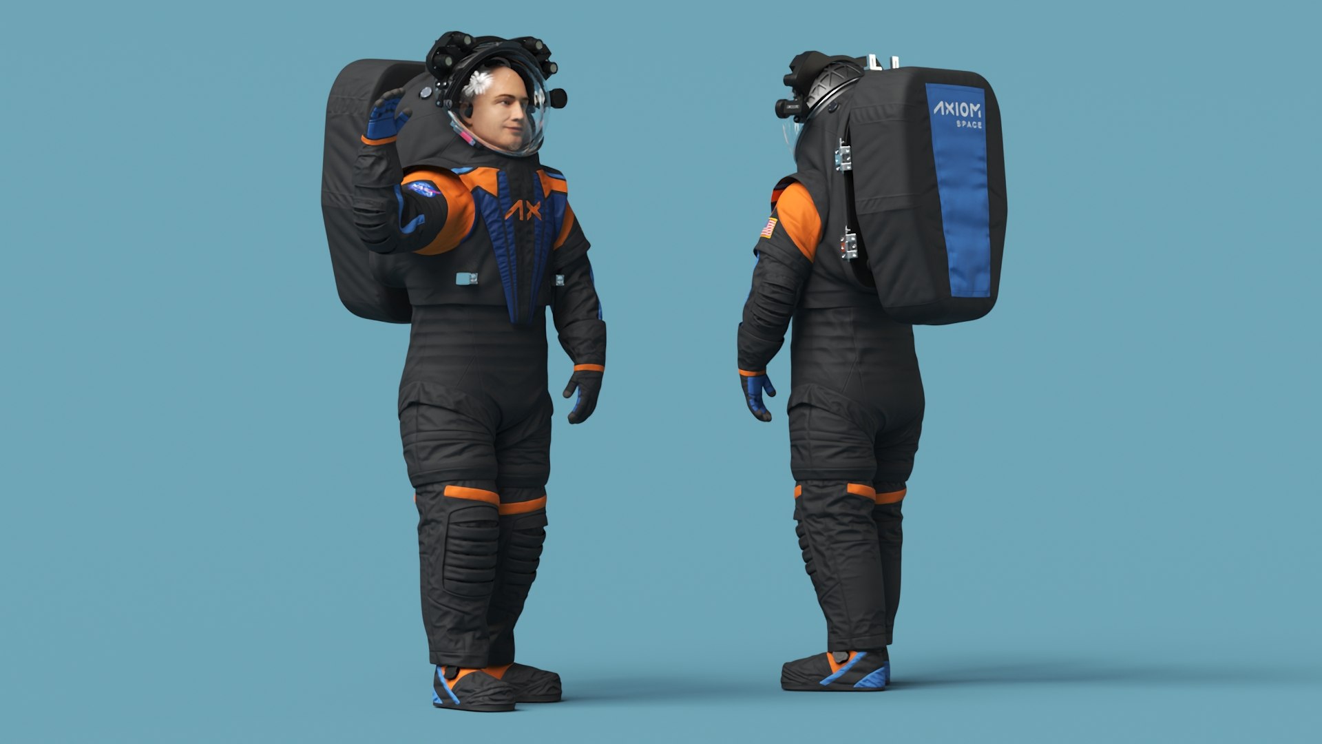 3D Modern NASA Spacesuit Axiom On Astronaut Waving Pose - TurboSquid ...