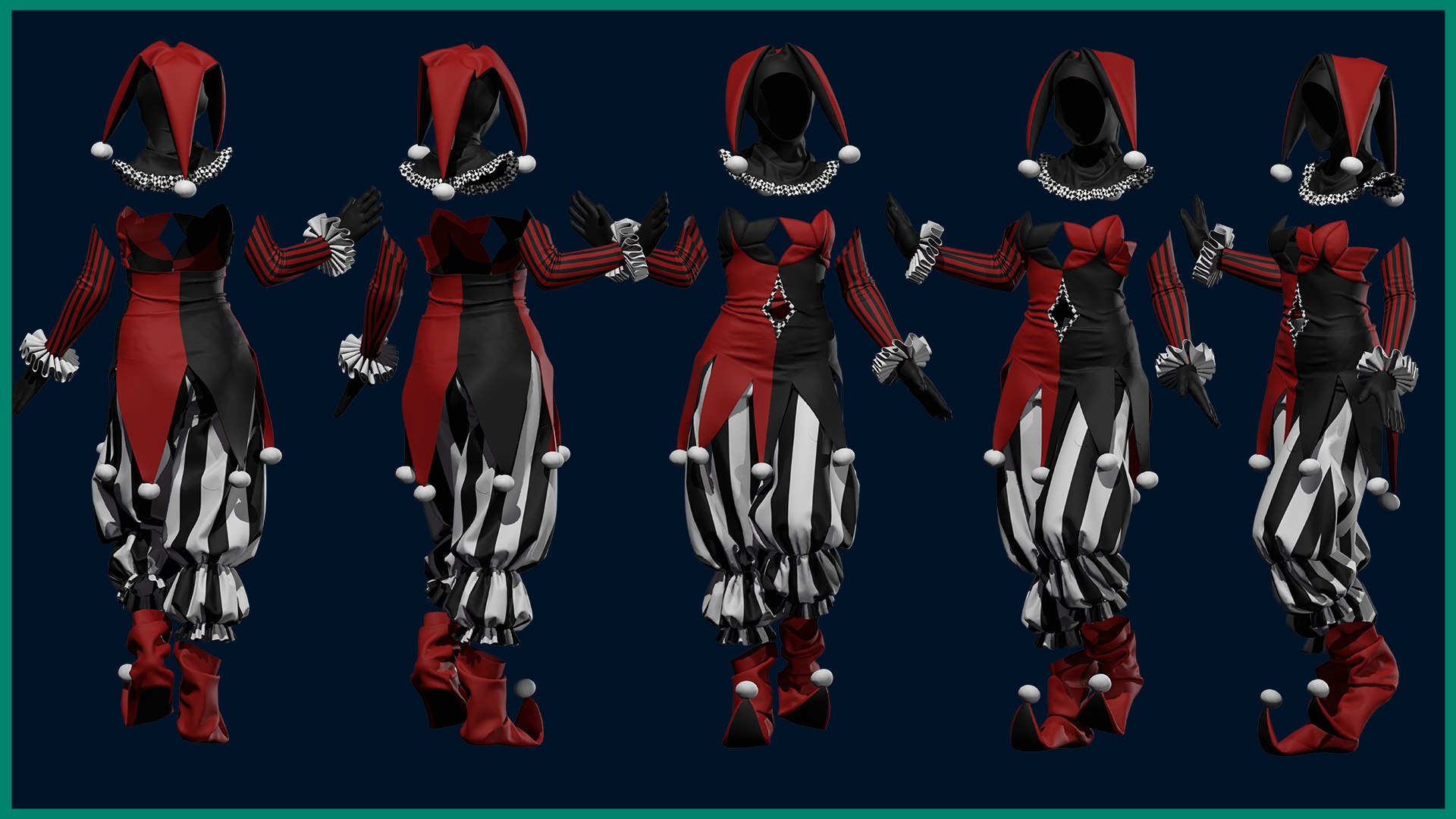 3D Female Clown Or Circus Outfit With Texture Model - TurboSquid 2302807