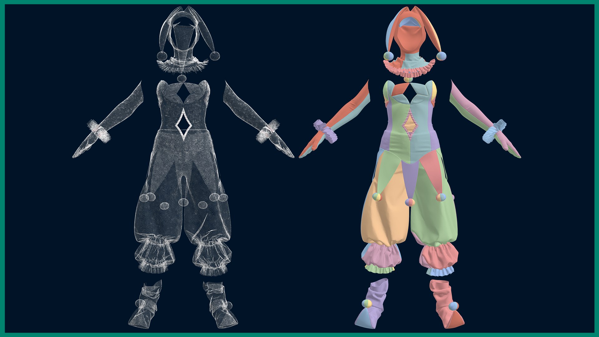 3D Female Clown Or Circus Outfit With Texture Model - TurboSquid 2302807