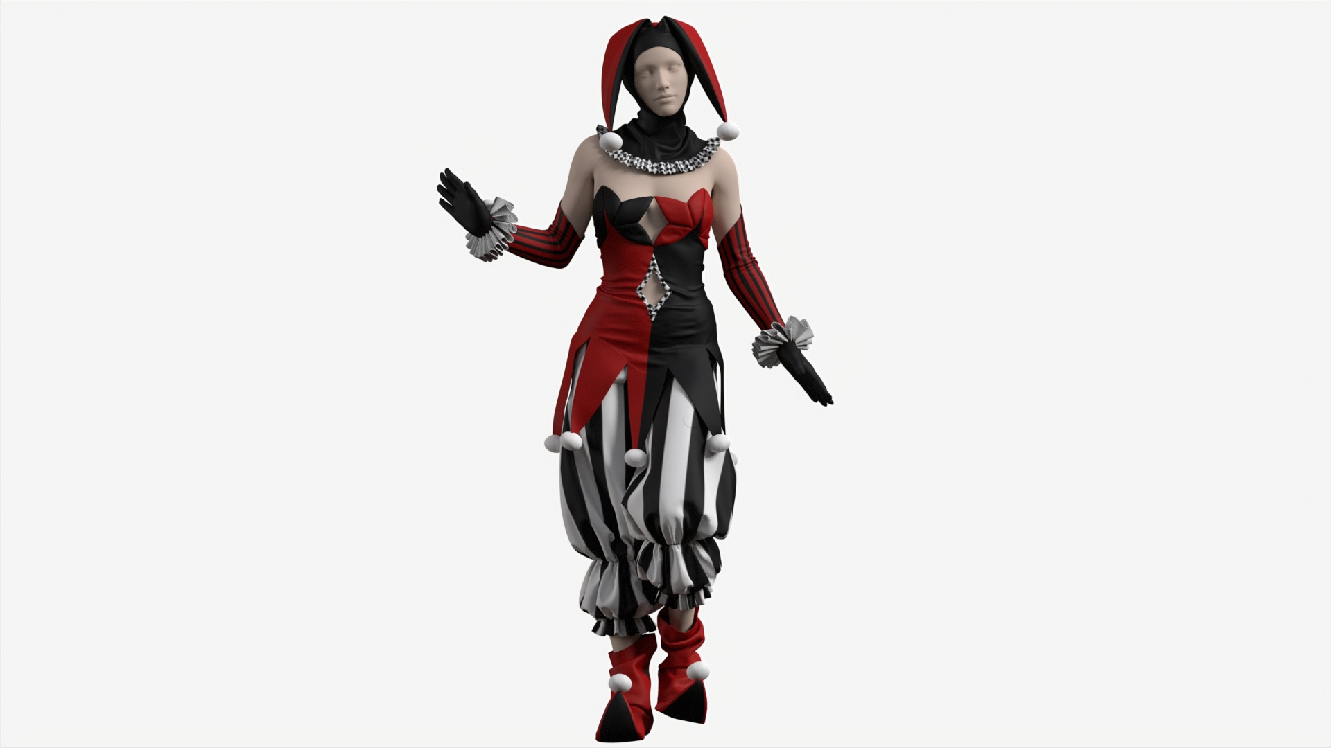 3D Female Clown Or Circus Outfit With Texture Model - TurboSquid 2302807