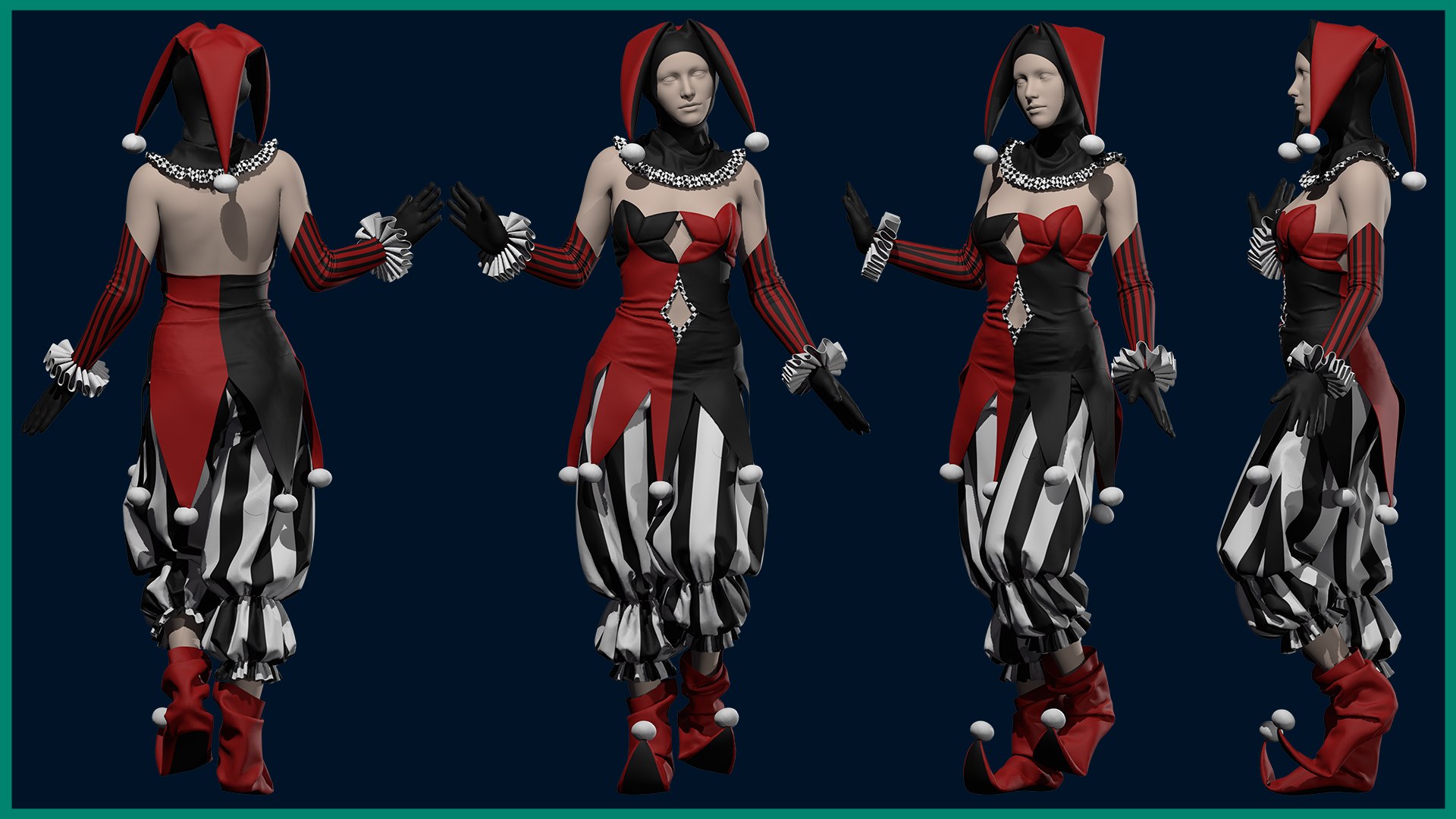 3D Female Clown Or Circus Outfit With Texture Model - TurboSquid 2302807