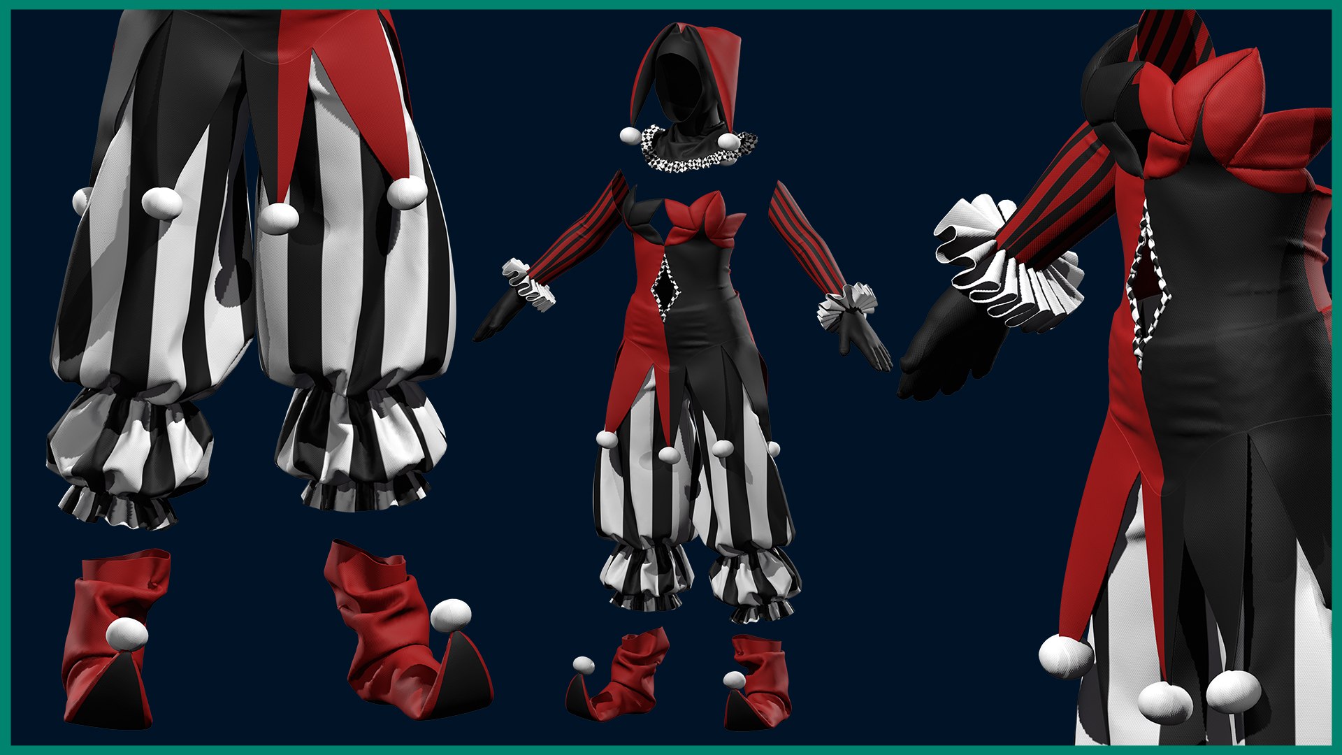 3D Female Clown Or Circus Outfit With Texture Model - TurboSquid 2302807