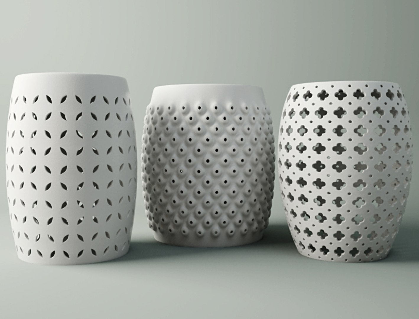 White Ceramic Stools 3D Model - TurboSquid 1193386