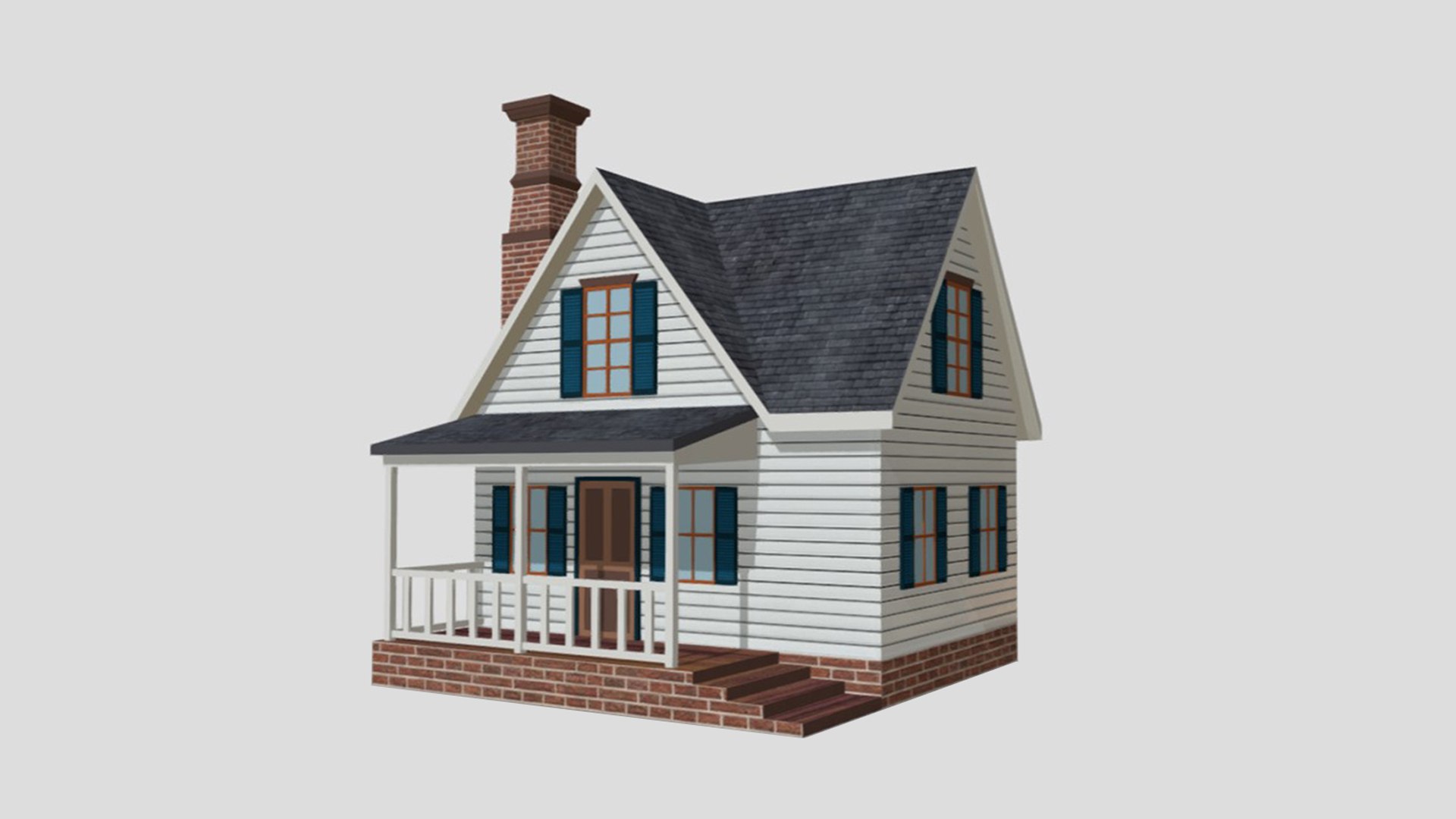 American Style Cottage - Town House Model 3D Model - TurboSquid 2182992