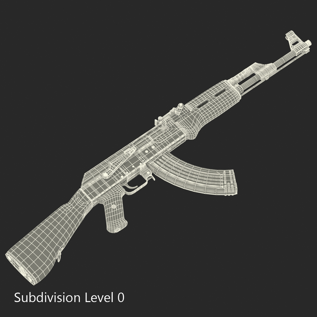 assault rifle ak 47 3d 3ds