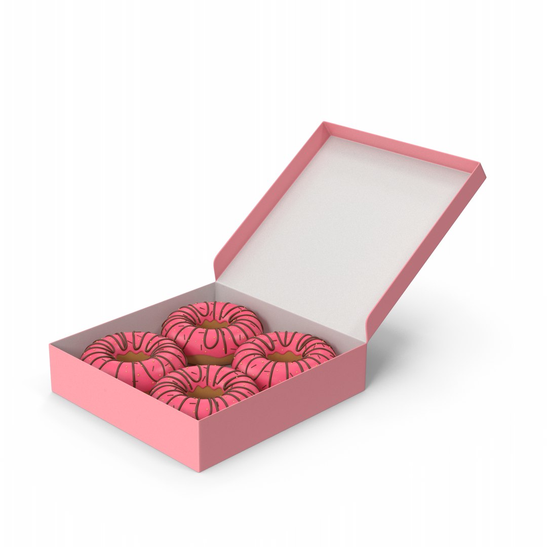 Pink Donuts In Box 3D Model - TurboSquid 2229304