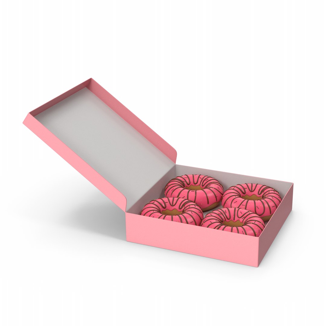 Pink Donuts In Box 3D Model - TurboSquid 2229304