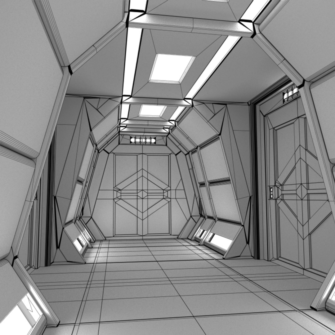 3d Model Of Corridor Scifi