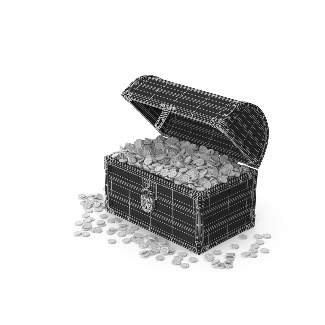3D Wooden Chest With Gold Coins - TurboSquid 2191198