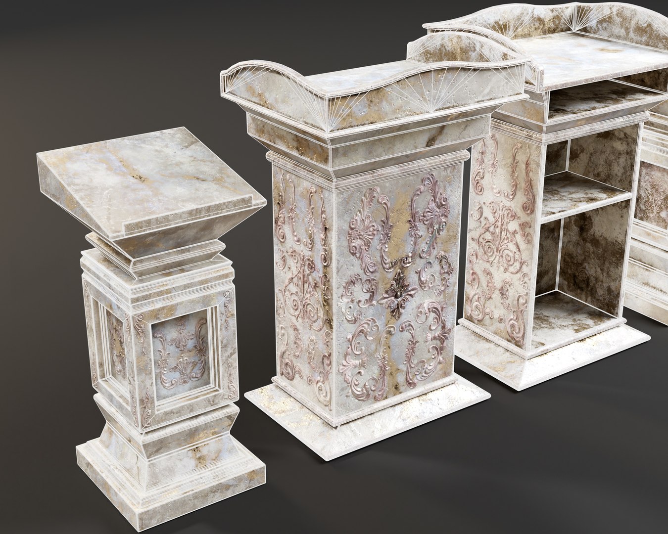 3D Model Marble Podium Set - TurboSquid 2357506