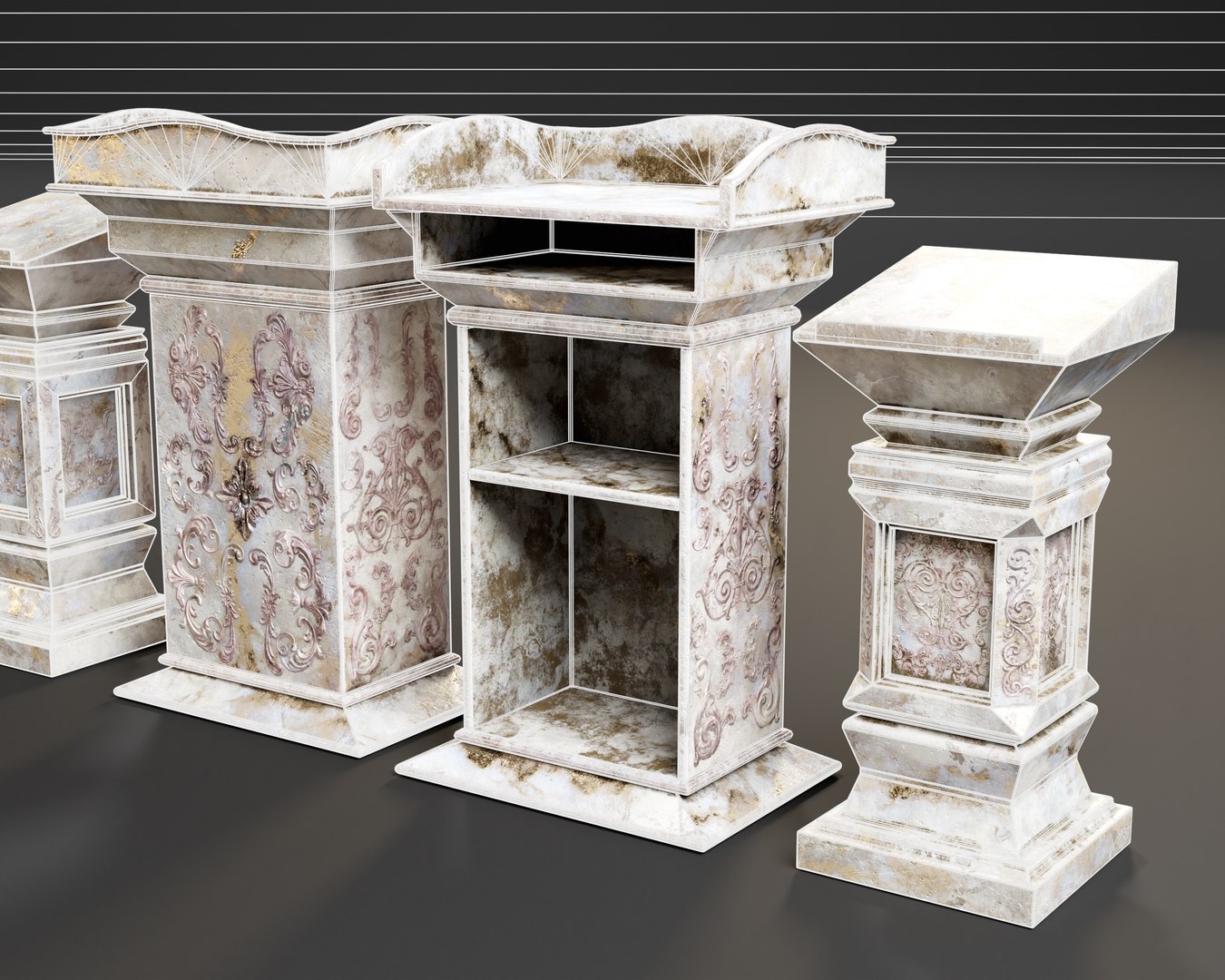 3D Model Marble Podium Set - TurboSquid 2357506