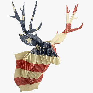 cardboard deer head 3d model