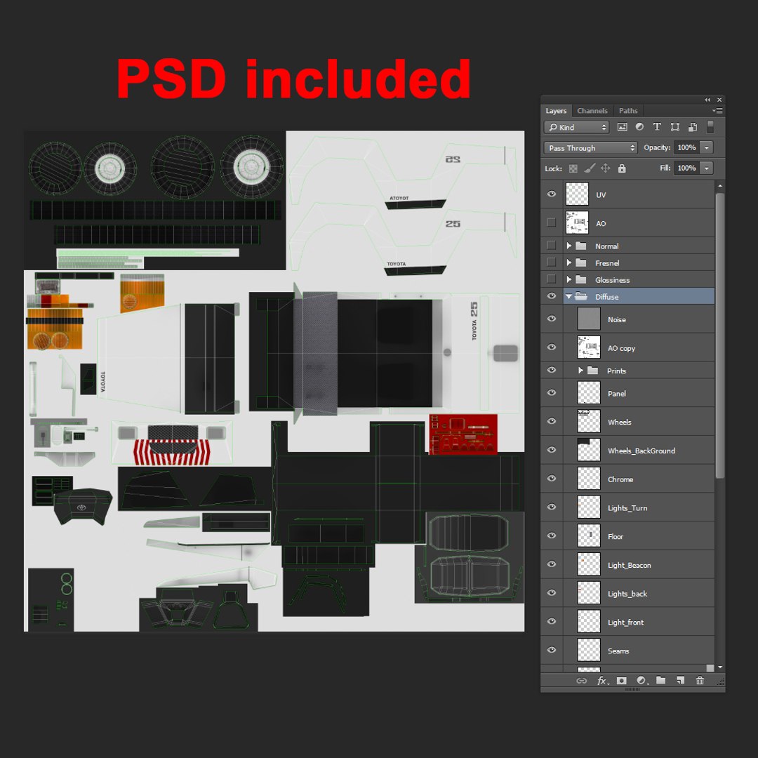 3d Toyota Td-25 Baggage Tractor Model