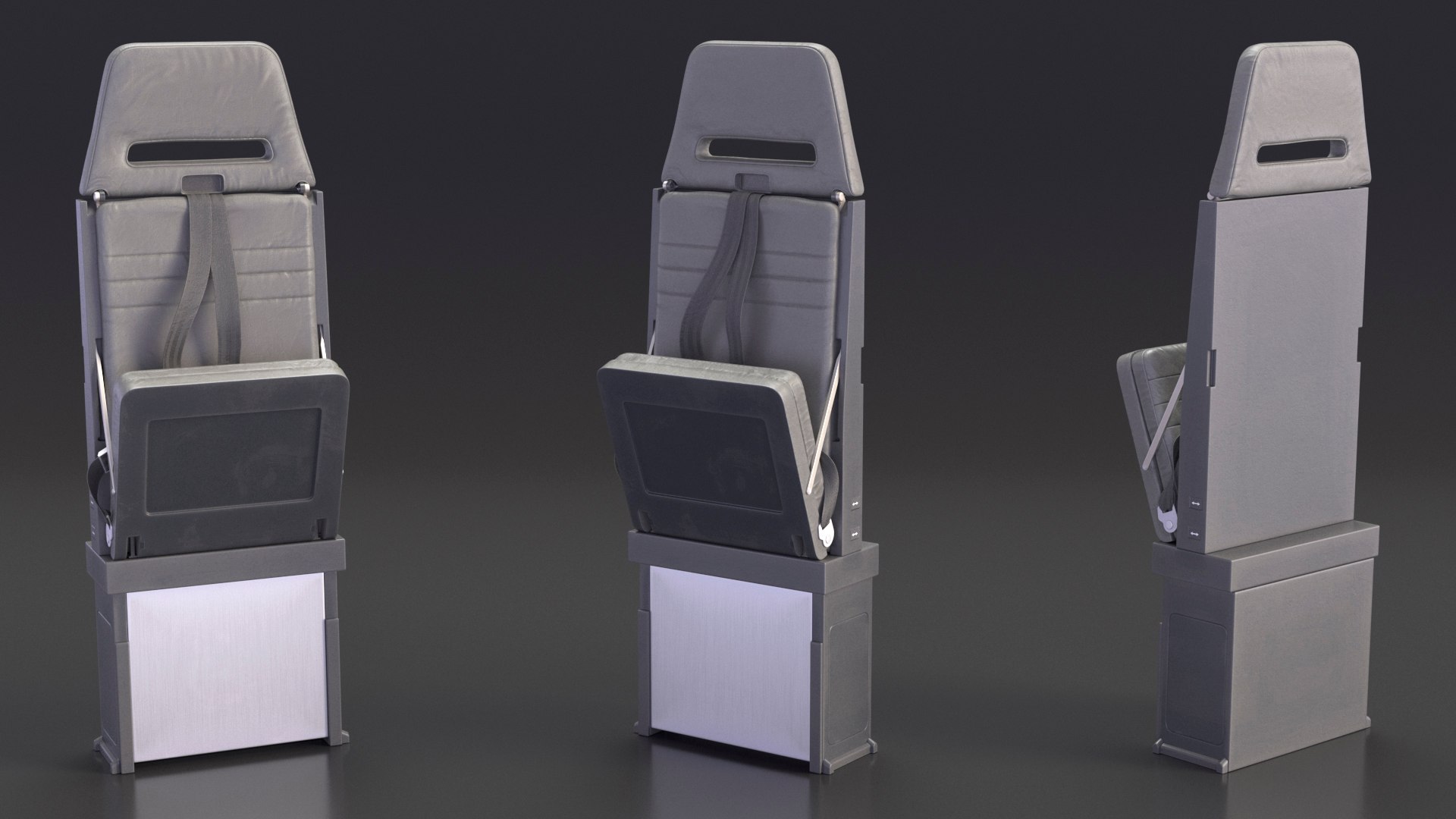 3D Model Boeing Flight Attendant Chair Folded Gray - TurboSquid 2323670