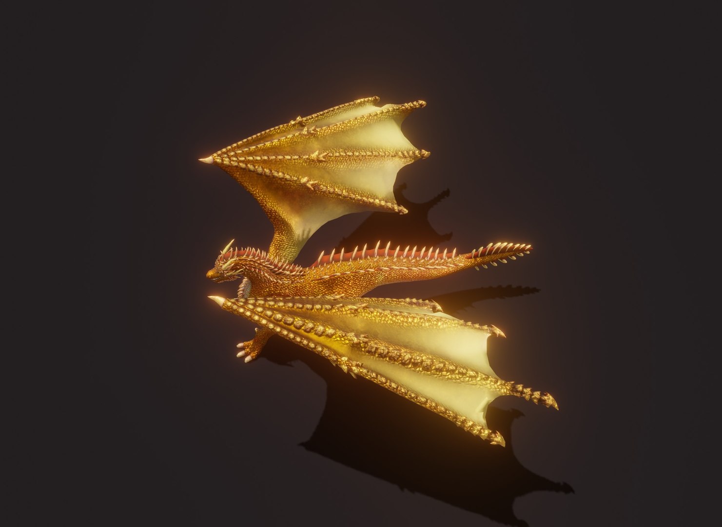 3D Realistic Gold Dragon Animated Low-poly 3D Model - TurboSquid 2323289