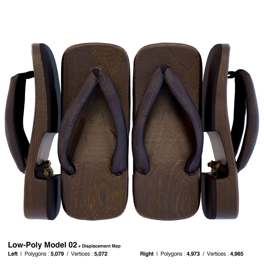 Ukon Geta Set For Men - Japanese Wooden Clogs 3D Model - TurboSquid 2010628
