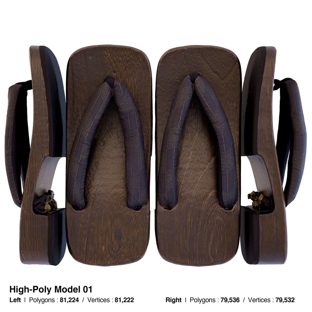 Ukon Geta Set For Men - Japanese Wooden Clogs 3D Model - TurboSquid 2010628