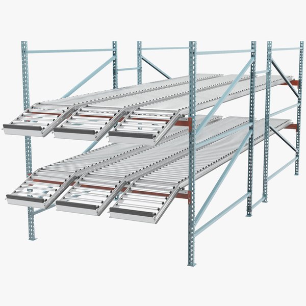 modèle 3D de Rayonnage convoyeur à plusieurs étages pour entrepôt ...