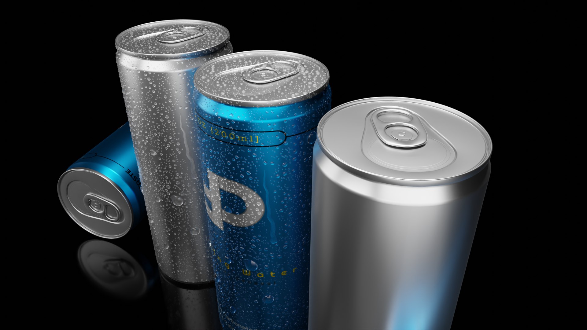 200ml Slim Beverage Can With Water Droplets Open And Closed Tabs 3D ...