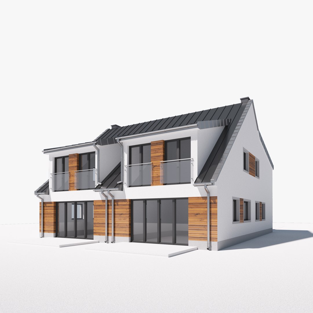 3D Semi Detached House 002 Model - TurboSquid 1847553