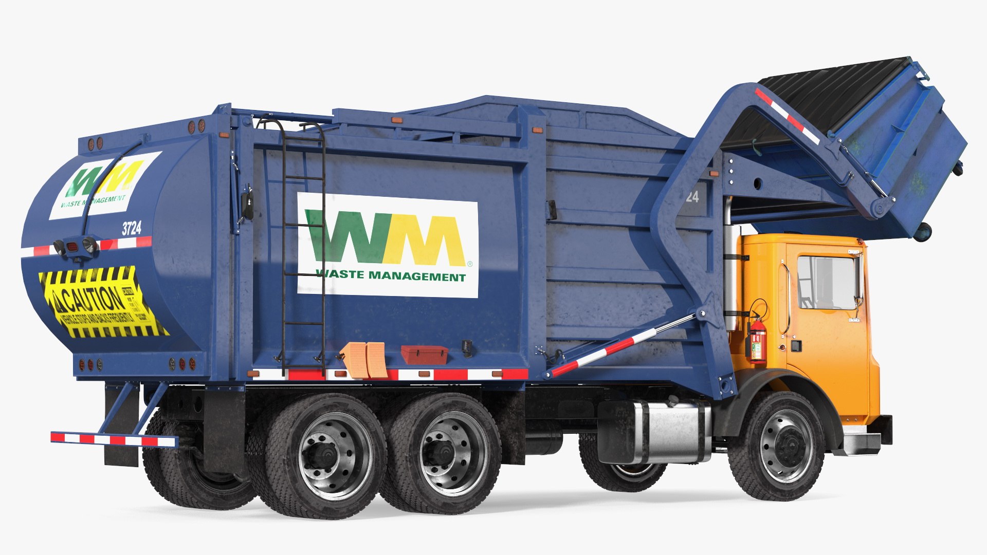 Mack Garbage Truck with Dumpster Blue Rigged for Maya model ...
