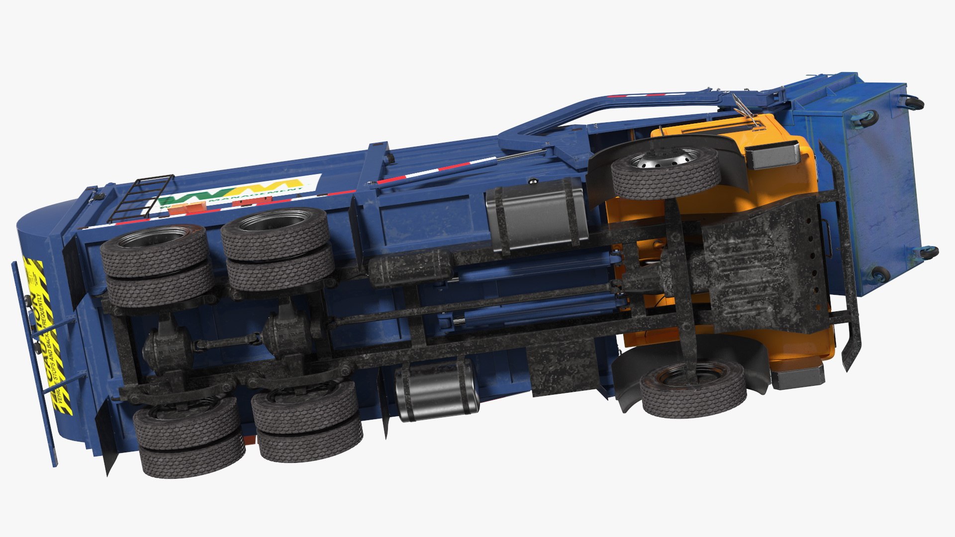 Mack Garbage Truck with Dumpster Blue Rigged for Maya model ...