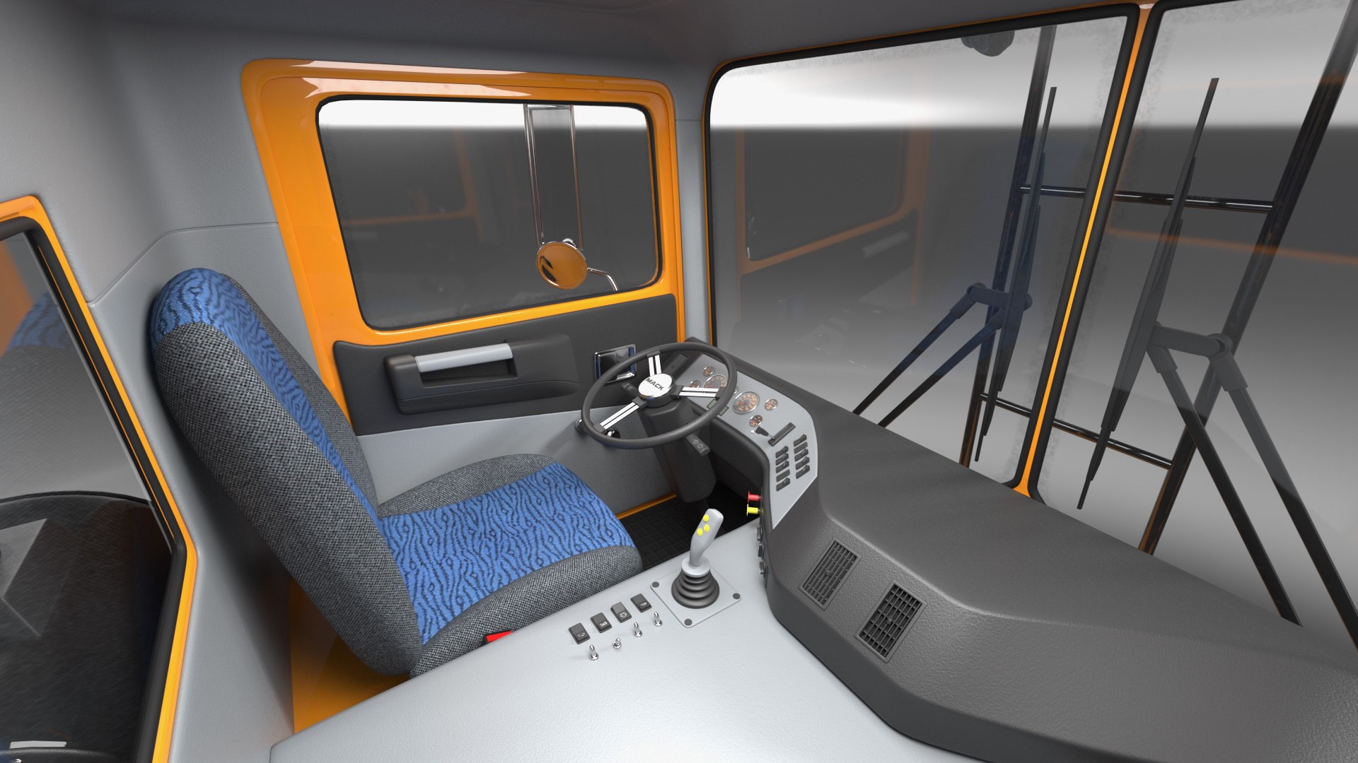 Mack Garbage Truck with Dumpster Blue Rigged for Maya model ...