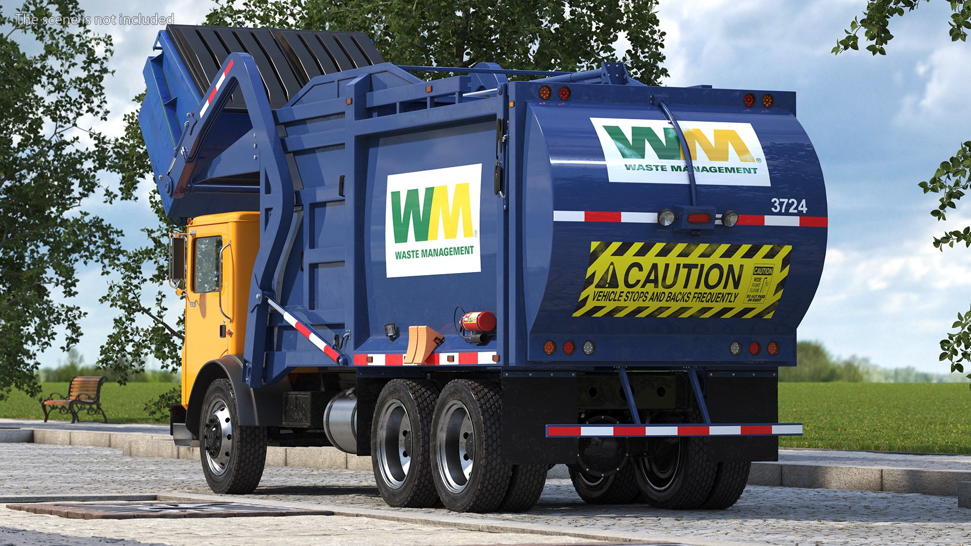 Mack Garbage Truck with Dumpster Blue Rigged for Maya model ...