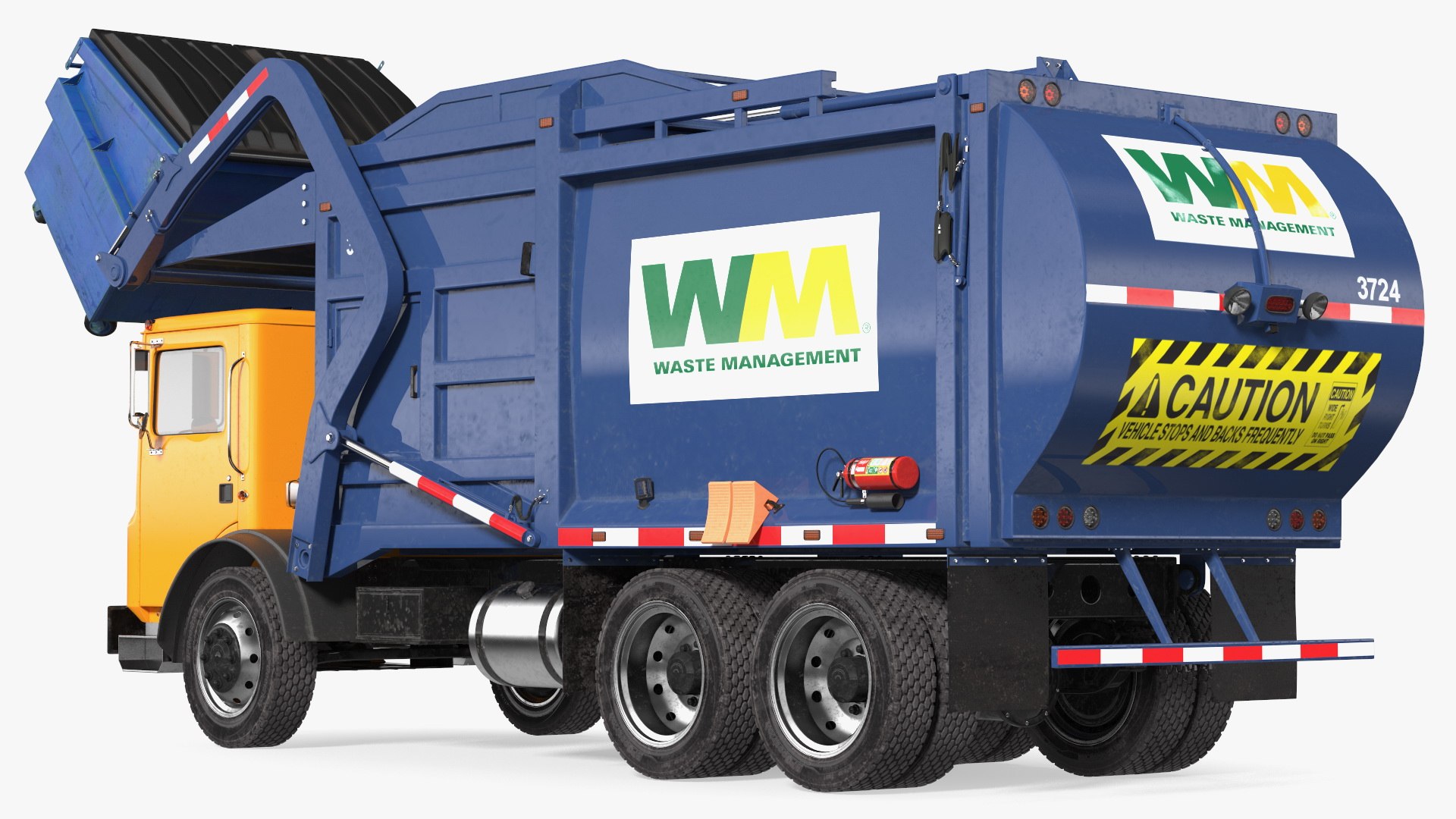 Mack Garbage Truck with Dumpster Blue Rigged for Maya model - TurboSquid 2062664