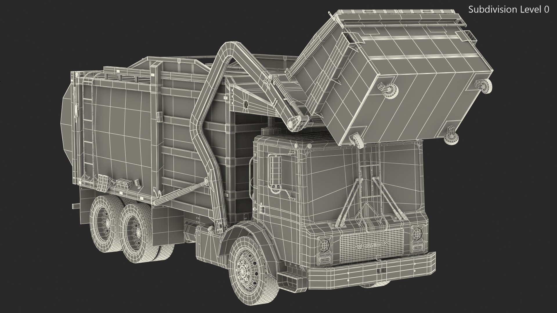 Mack Garbage Truck with Dumpster Blue Rigged for Maya model ...