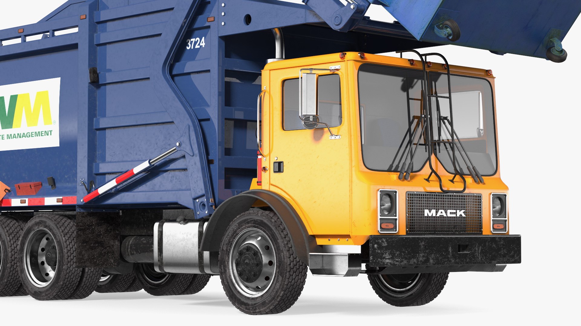 Mack Garbage Truck with Dumpster Blue Rigged for Maya model - TurboSquid 2062664