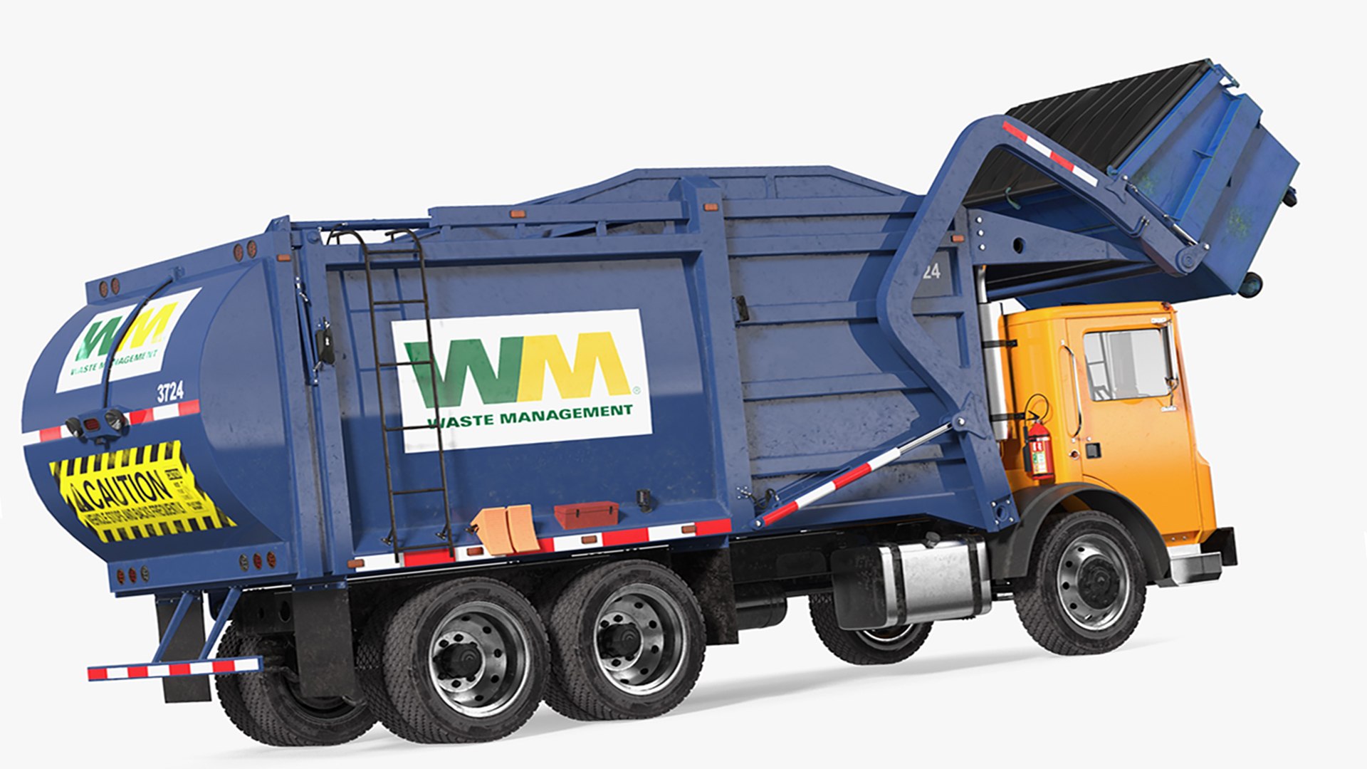 Mack Garbage Truck with Dumpster Blue Rigged for Maya model ...