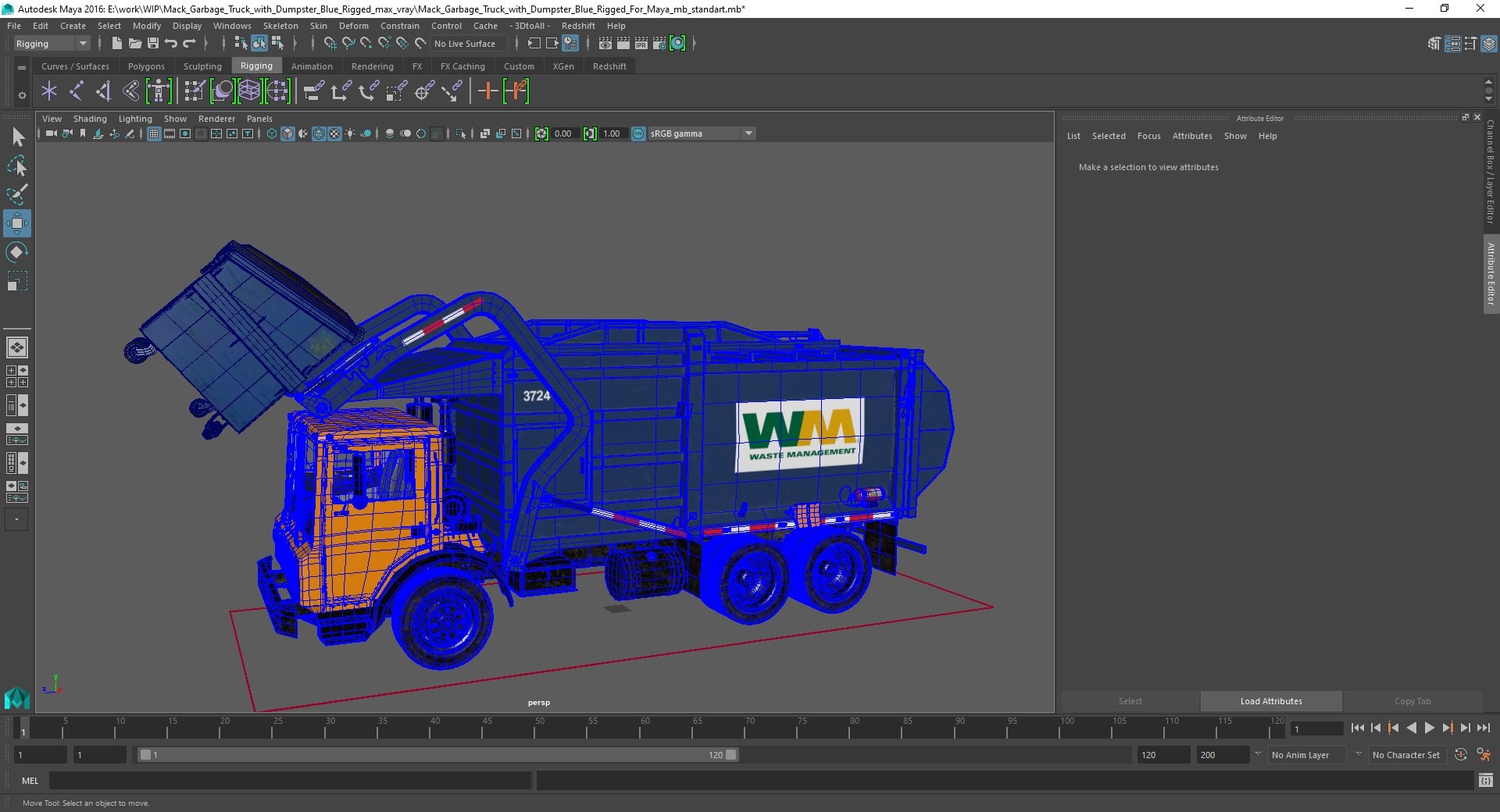 Mack Garbage Truck with Dumpster Blue Rigged for Maya model - TurboSquid 2062664