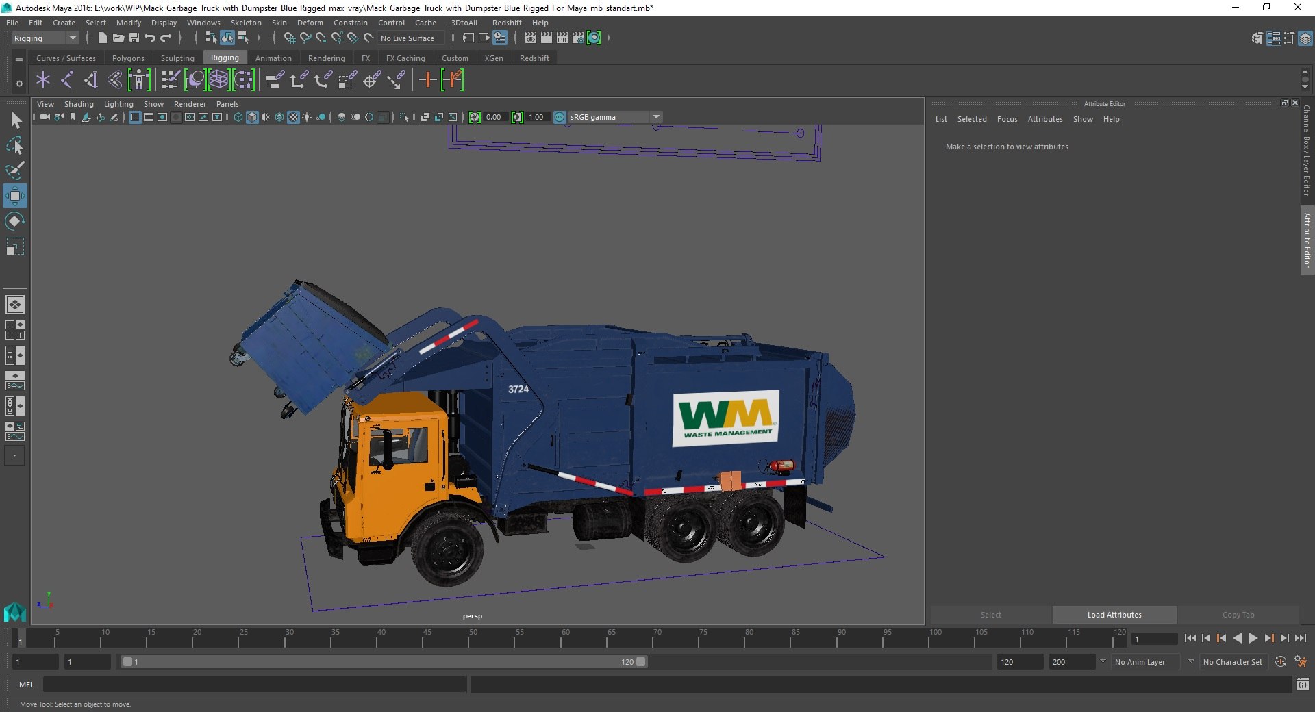 Mack Garbage Truck with Dumpster Blue Rigged for Maya model - TurboSquid 2062664