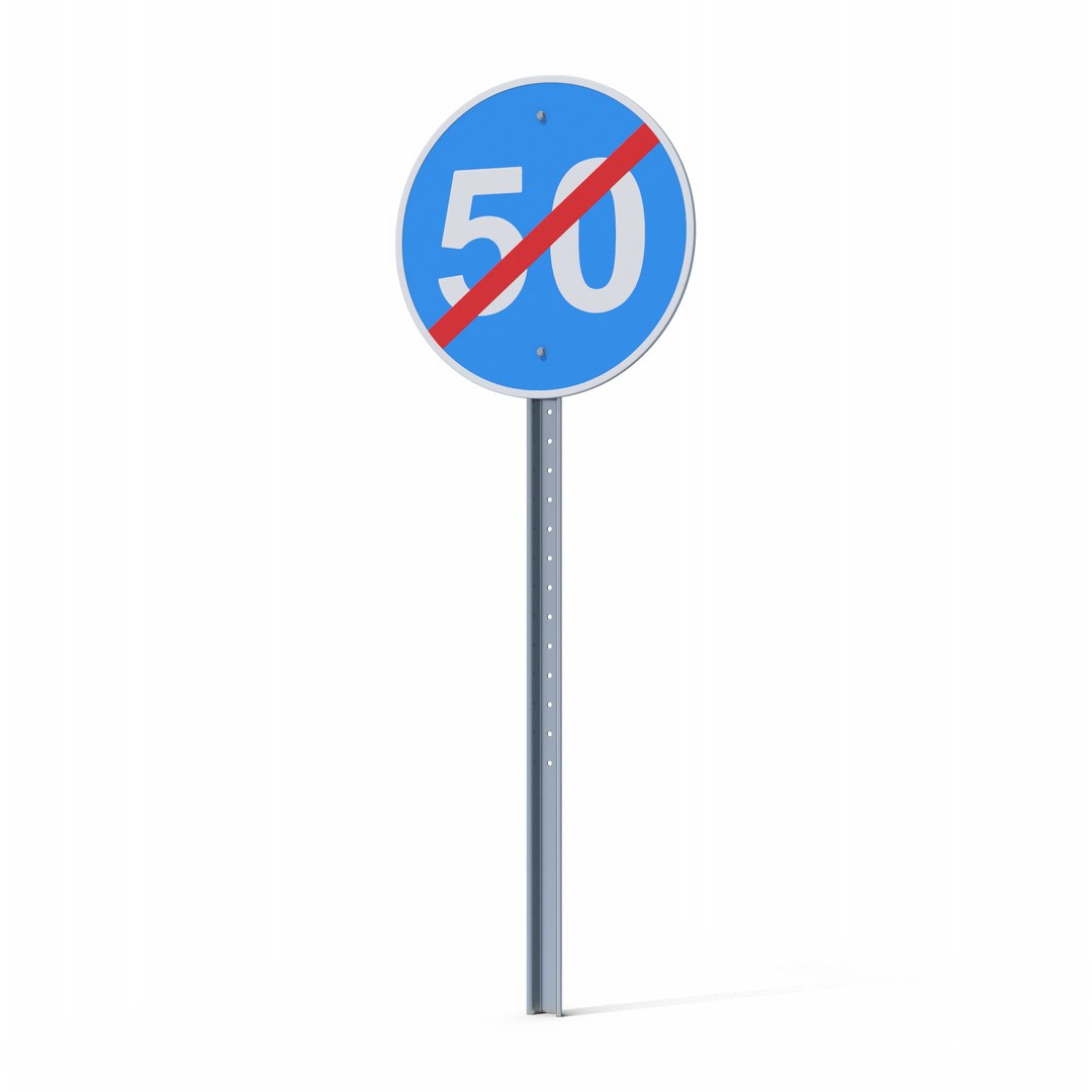 3D End Of Minimum Speed Limit 50 Road Sign - TurboSquid 2102343