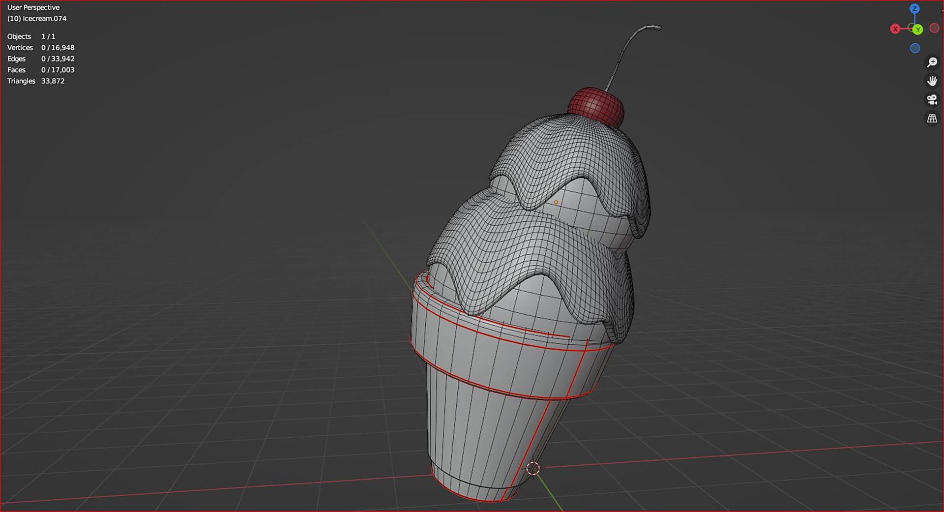 3d Cream Ice Cream With Cherry Icon 3D Model - TurboSquid 2056555