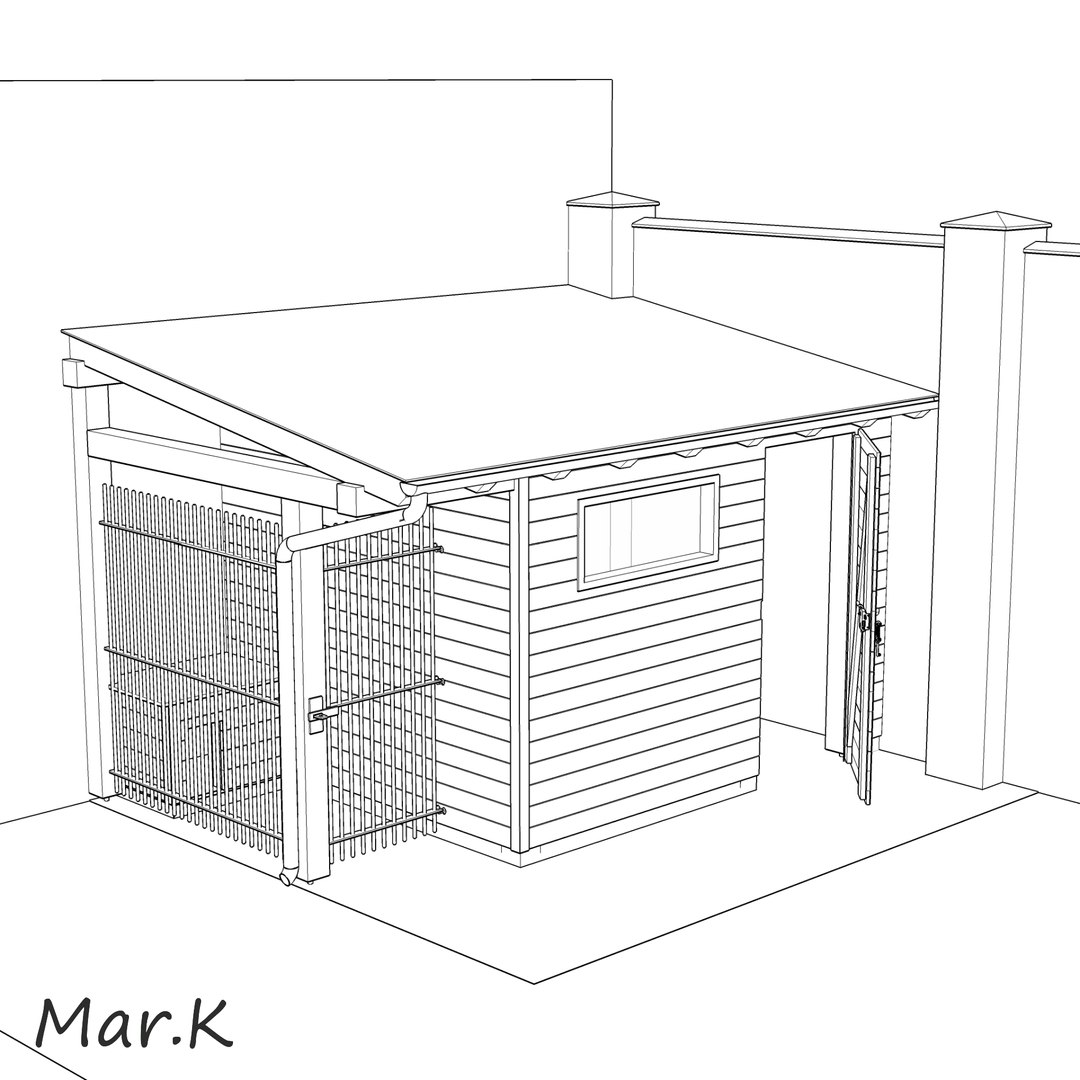 Wooden Shed Dog Kennel 3d 3ds
