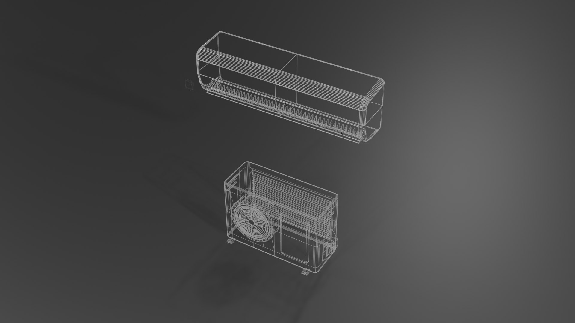 3D Wall Mounted Air Conditioner - Internal And External Unit Model ...