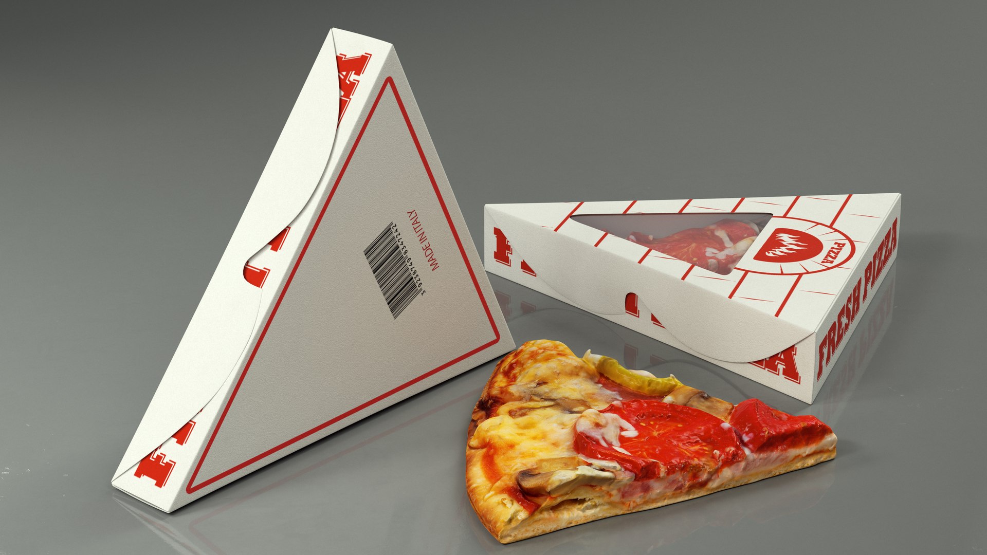Pizza Slice in Triangle Cardboard Box 3D model - TurboSquid 2155517