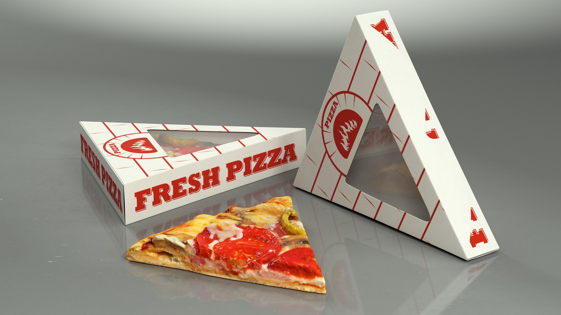 Pizza Slice in Triangle Cardboard Box 3D model - TurboSquid 2155517