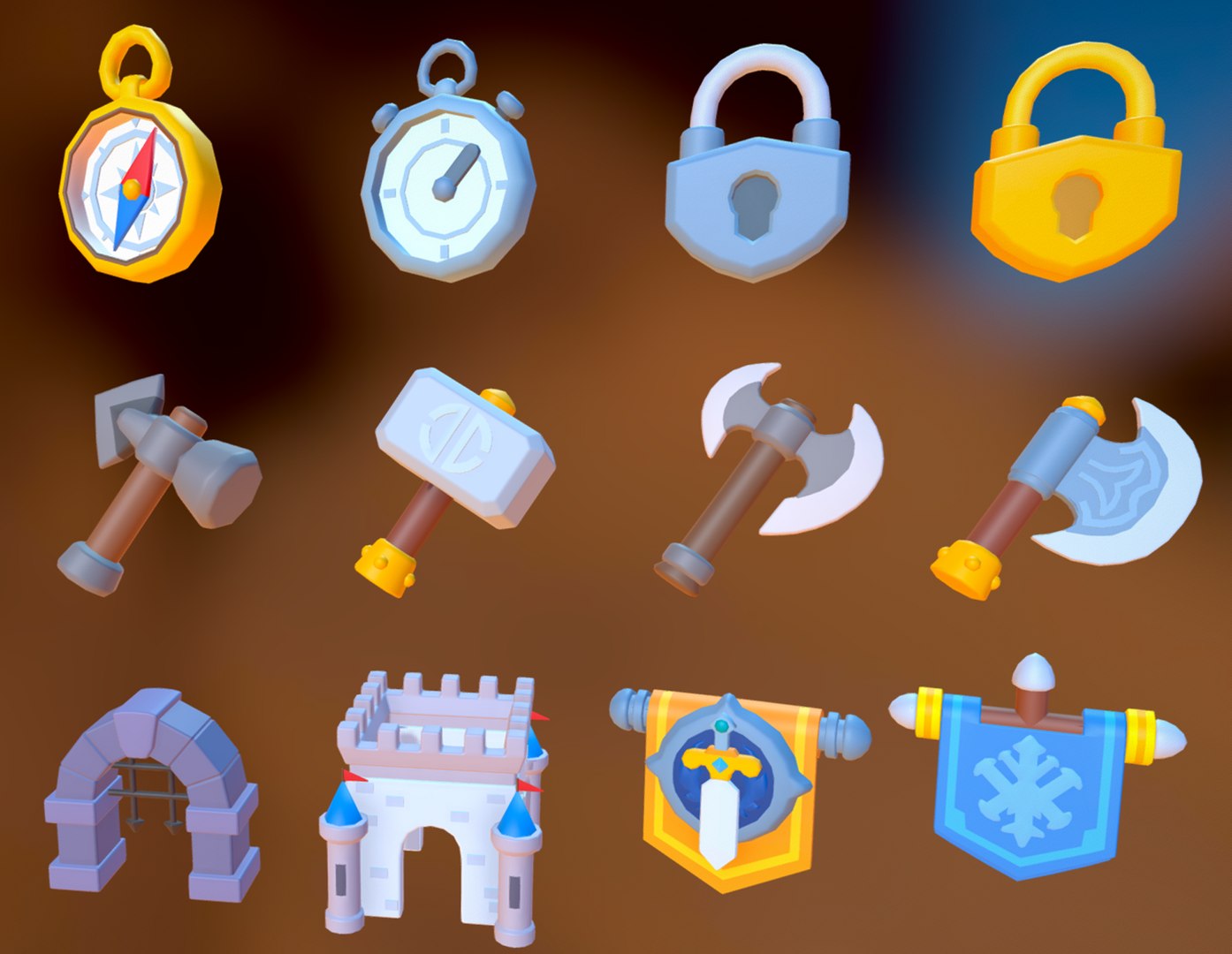3D 3D Icons - Game Basic2 Model - TurboSquid 2357609