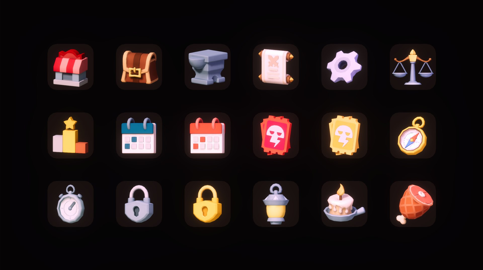 3D 3D Icons - Game Basic2 Model - TurboSquid 2357609