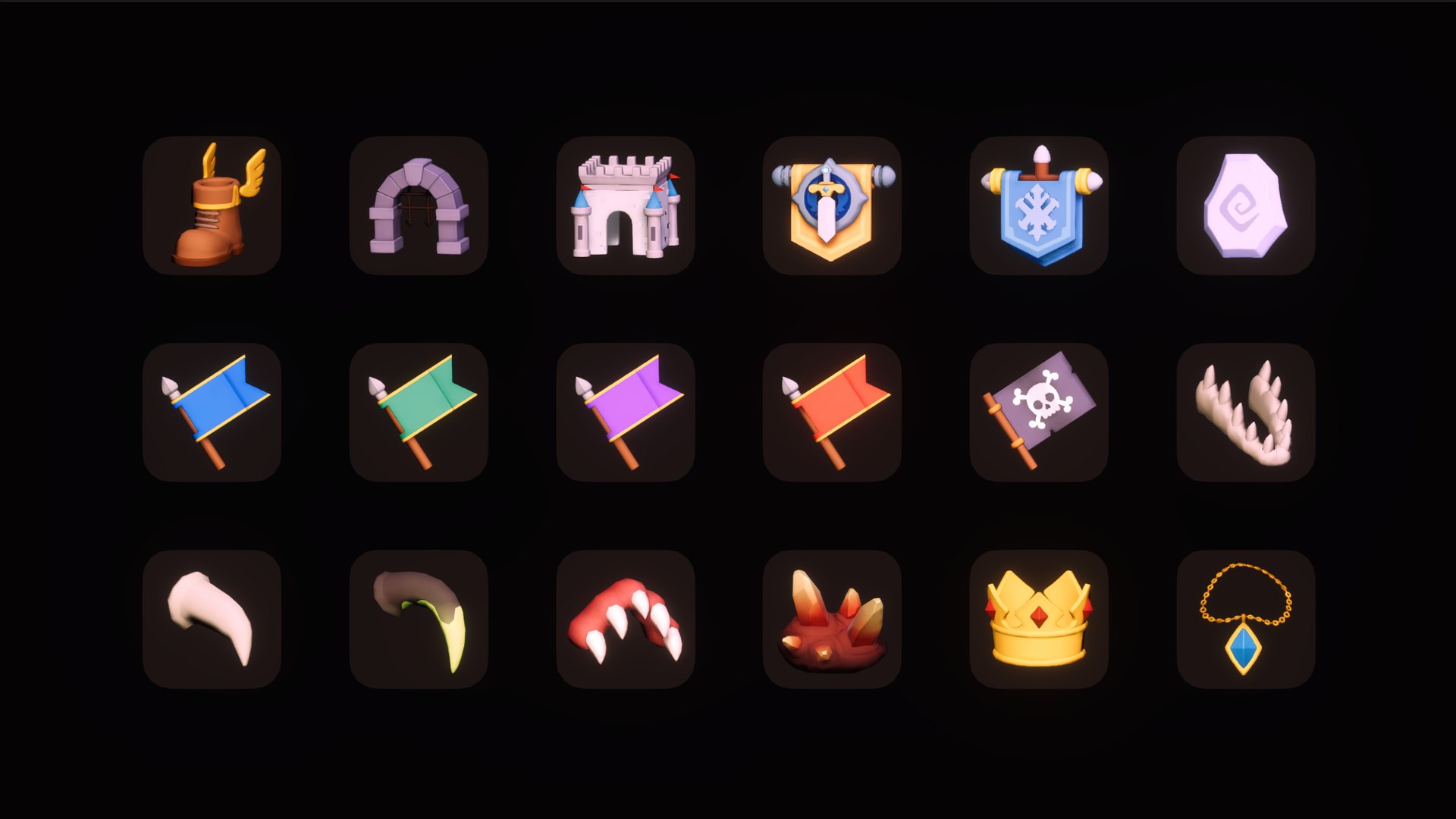 3D 3D Icons - Game Basic2 Model - TurboSquid 2357609