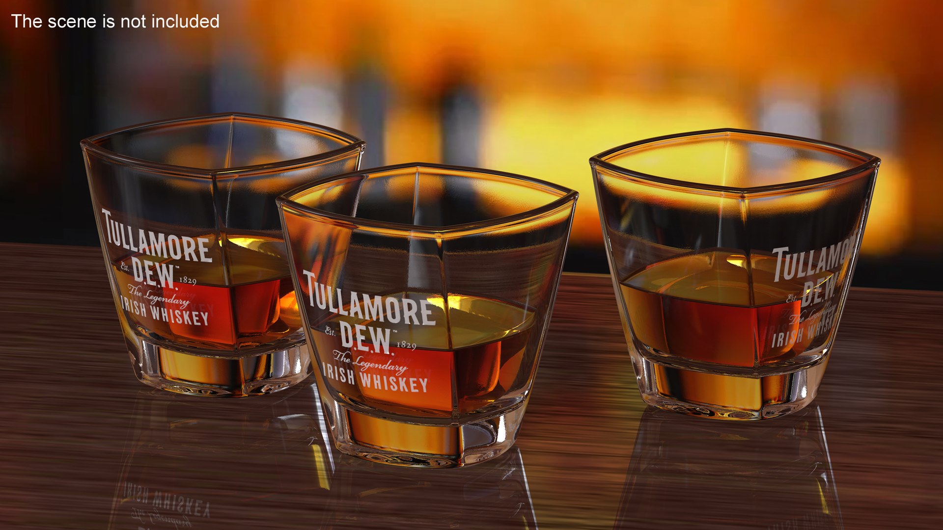 Tullamore Dew Rocks Glass With Whiskey 3D Model - TurboSquid 2051605