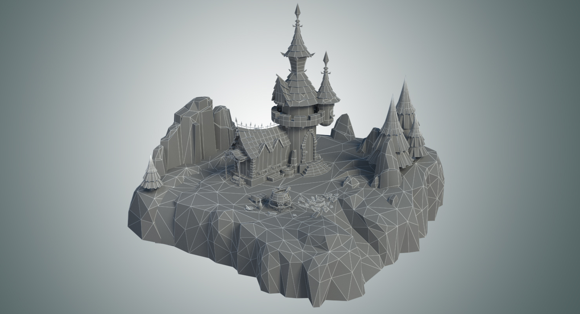 3d Model Stylized Castle Environment