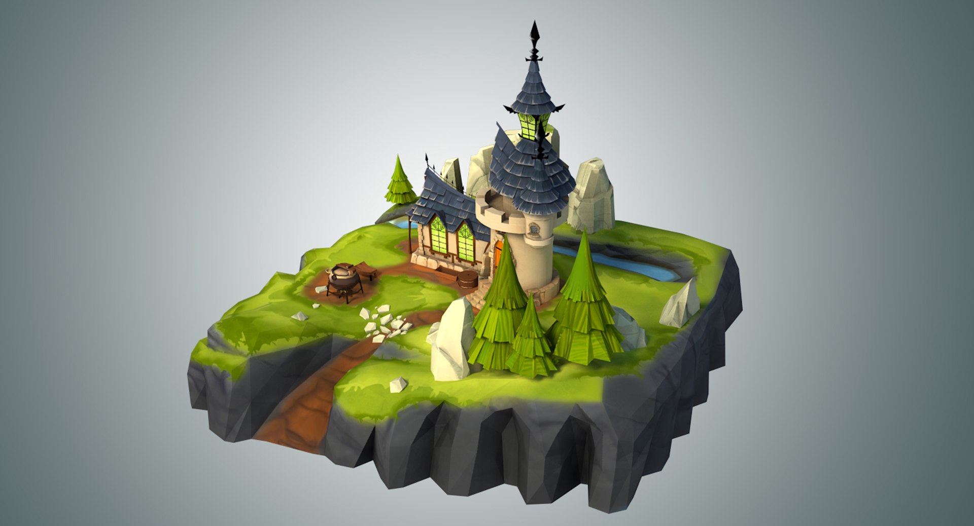 3d Model Stylized Castle Environment